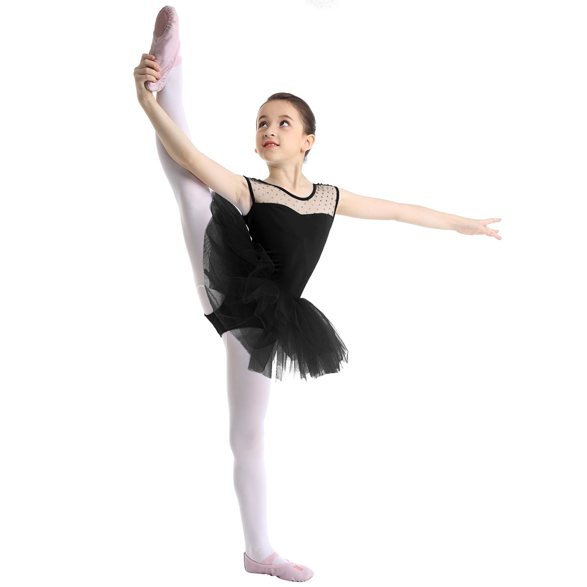Haitryli Kids Little Girls Mesh U Back Ballet Dance Leotard Tutu Dress ...