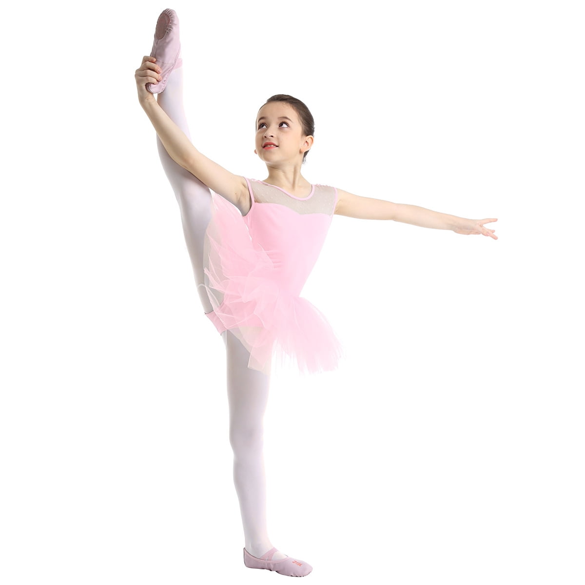 Haitryli Kids Little Girls Mesh U Back Ballet Dance Leotard Tutu Dress ...