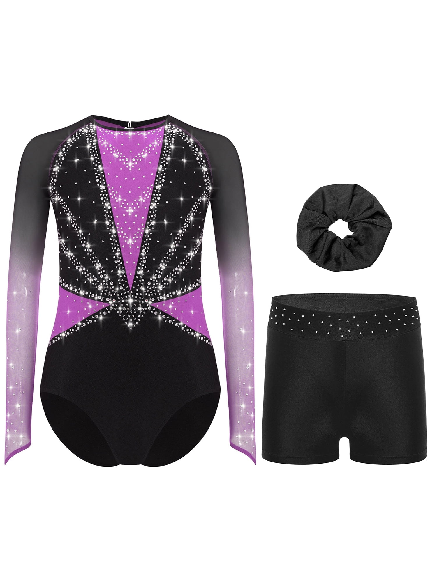 Haitryli Leotard for Girls 3 Piece Dance Unitards Athletic Bodysuit ...