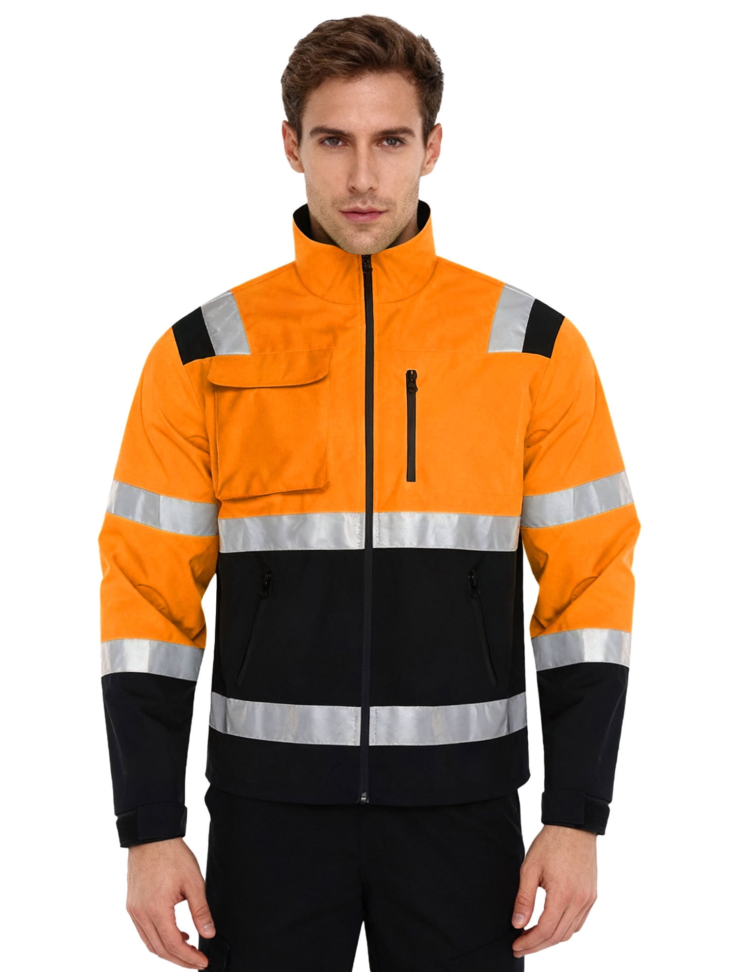 Haitryli Men Adults Hi Vis Work Jacket Reflective Fleece Safety Jacket ...