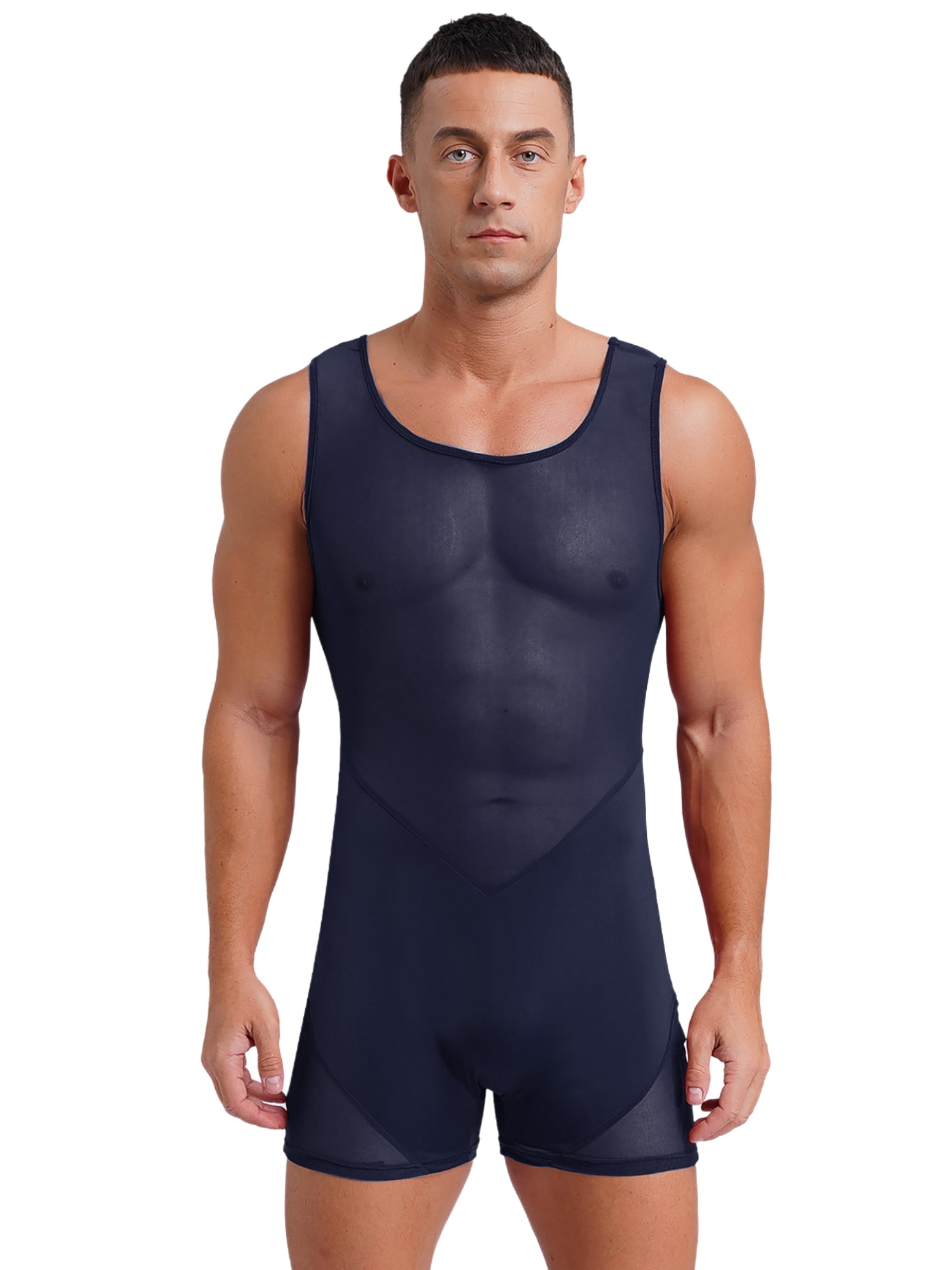 Haitryli Men Athletic Supporters Mesh Breathable Bodysuit Wrestling ...