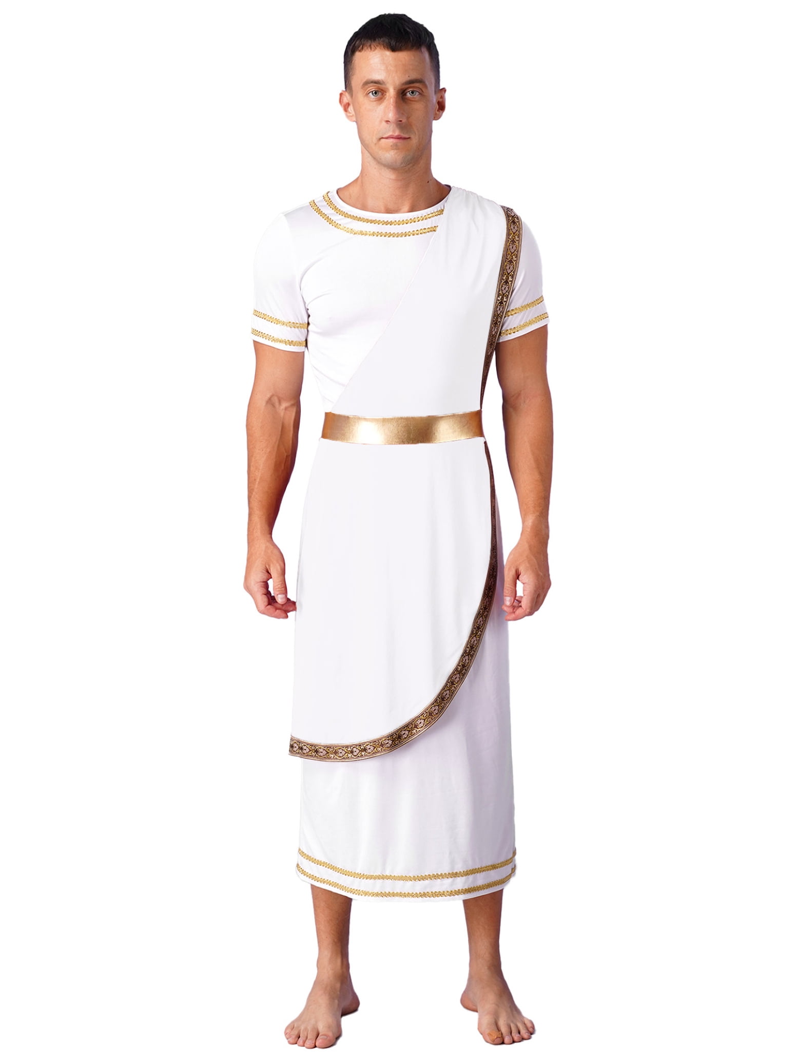 Haitryli Men's Ancient Greek Costume Short Sleeve Roman Toga Costume ...
