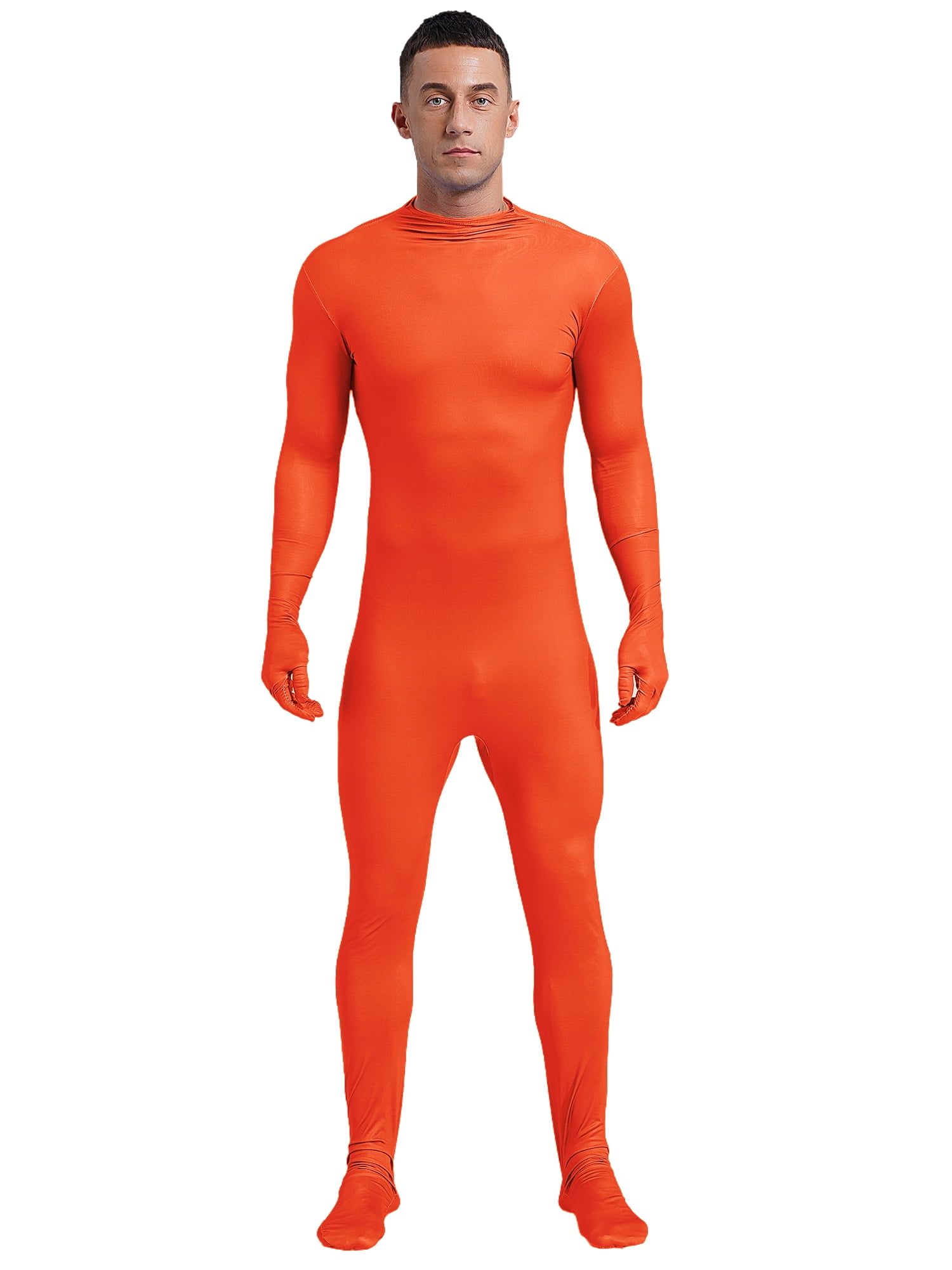 Haitryli Men's One Piece Unitard with Full Finger Glovers Stand Collar ...