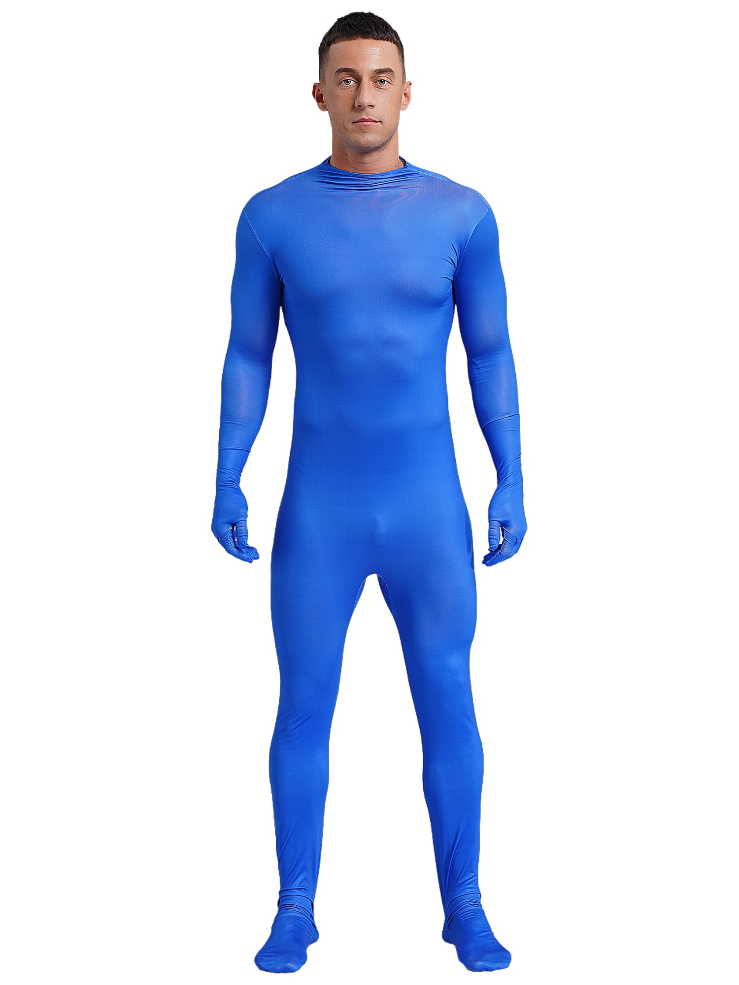 Haitryli Men's One Piece Unitard with Full Finger Glovers Stand Collar ...