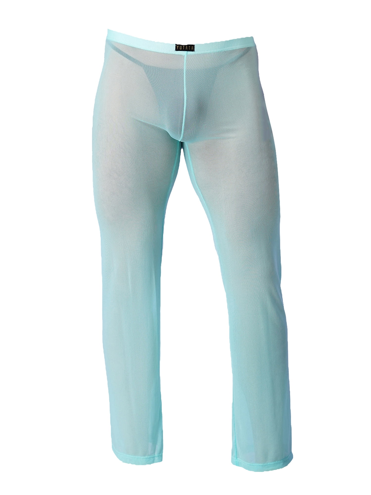 Haitryli Men's See Through Sheer Long Pants Pajamas Trousers Low Rise ...