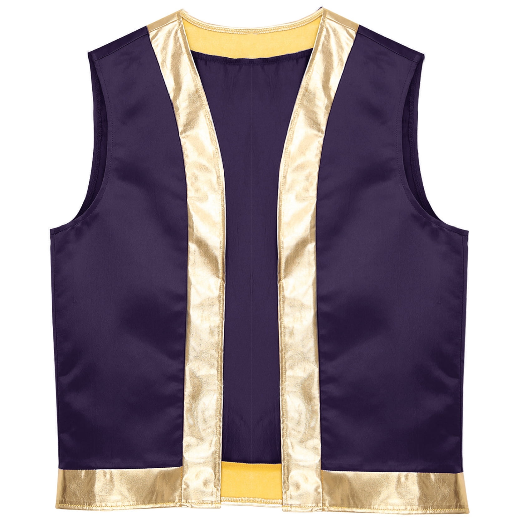Haitryli Men's Gold Trims Arabian Prince Vest Open Front Cardigan ...