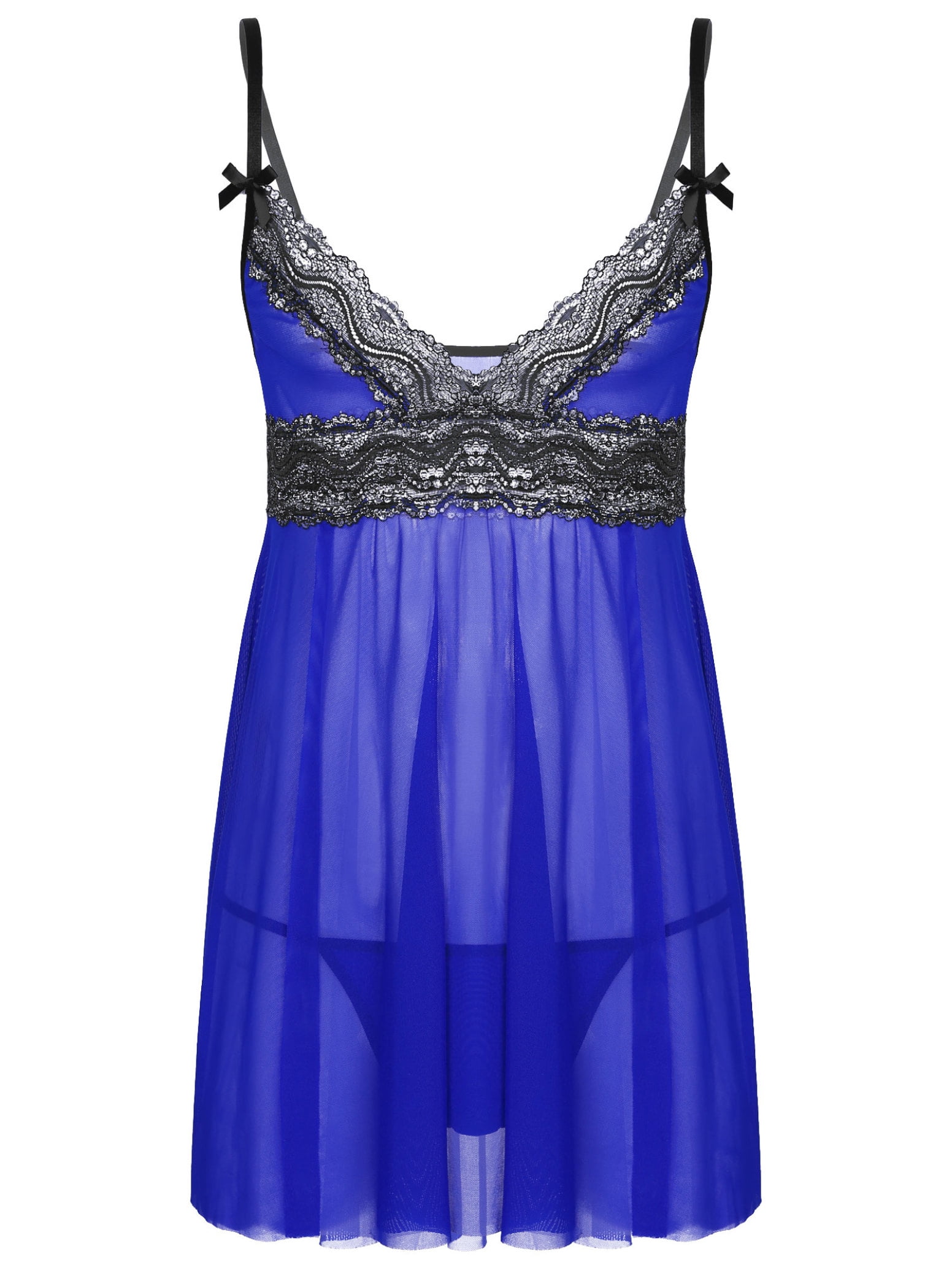 Haitryli Mens Mesh Lace Chemise Nightdress with G-String Thongs ...