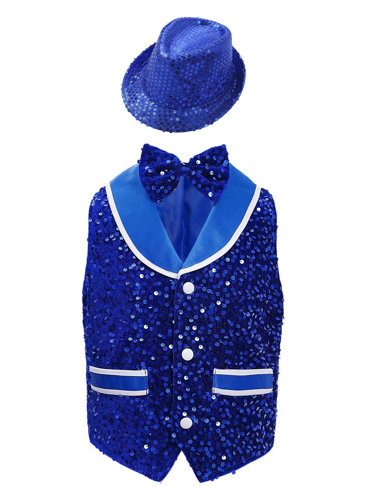 Haitryli Sequins Waistcoat for Girls Boys Fancy Hip Hop Dance Vest ...