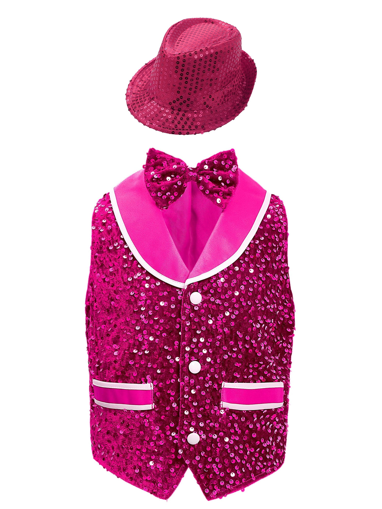 Haitryli Sequins Waistcoat for Girls Boys Fancy Hip Hop Dance Vest ...