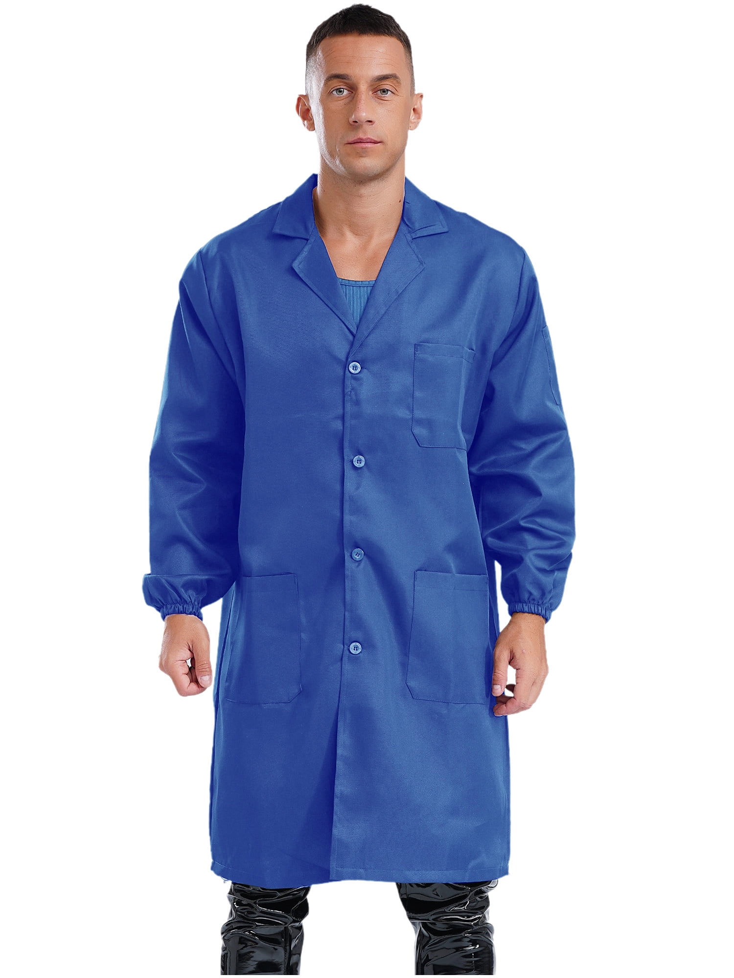 Haitryli Unisex Adult Dustproof Long Sleeve Work Coats Workwear Lapel ...