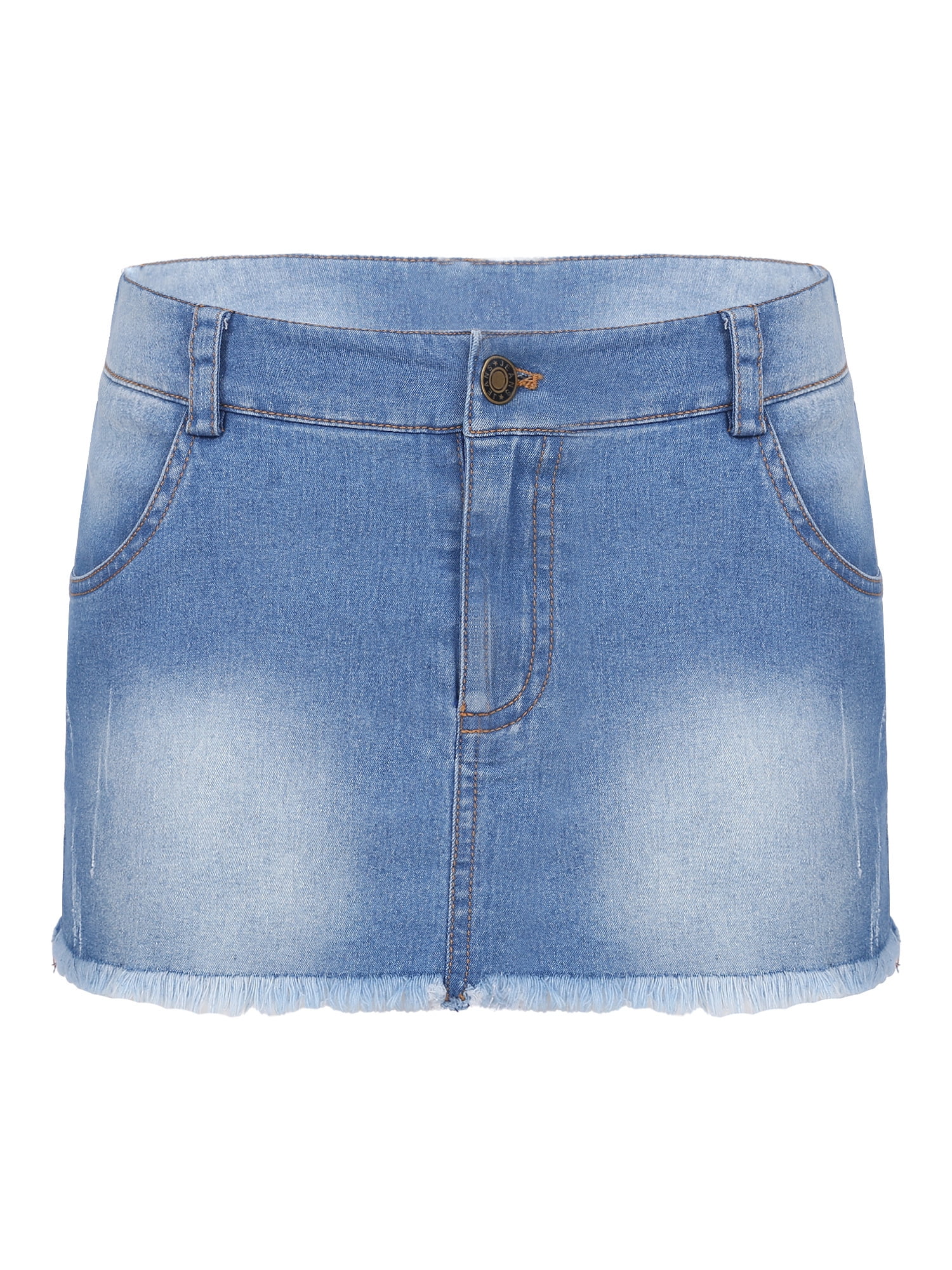 Haitryli Women Mini Jean Skirts Low Rise Denim Miniskirt Blue XXL ...