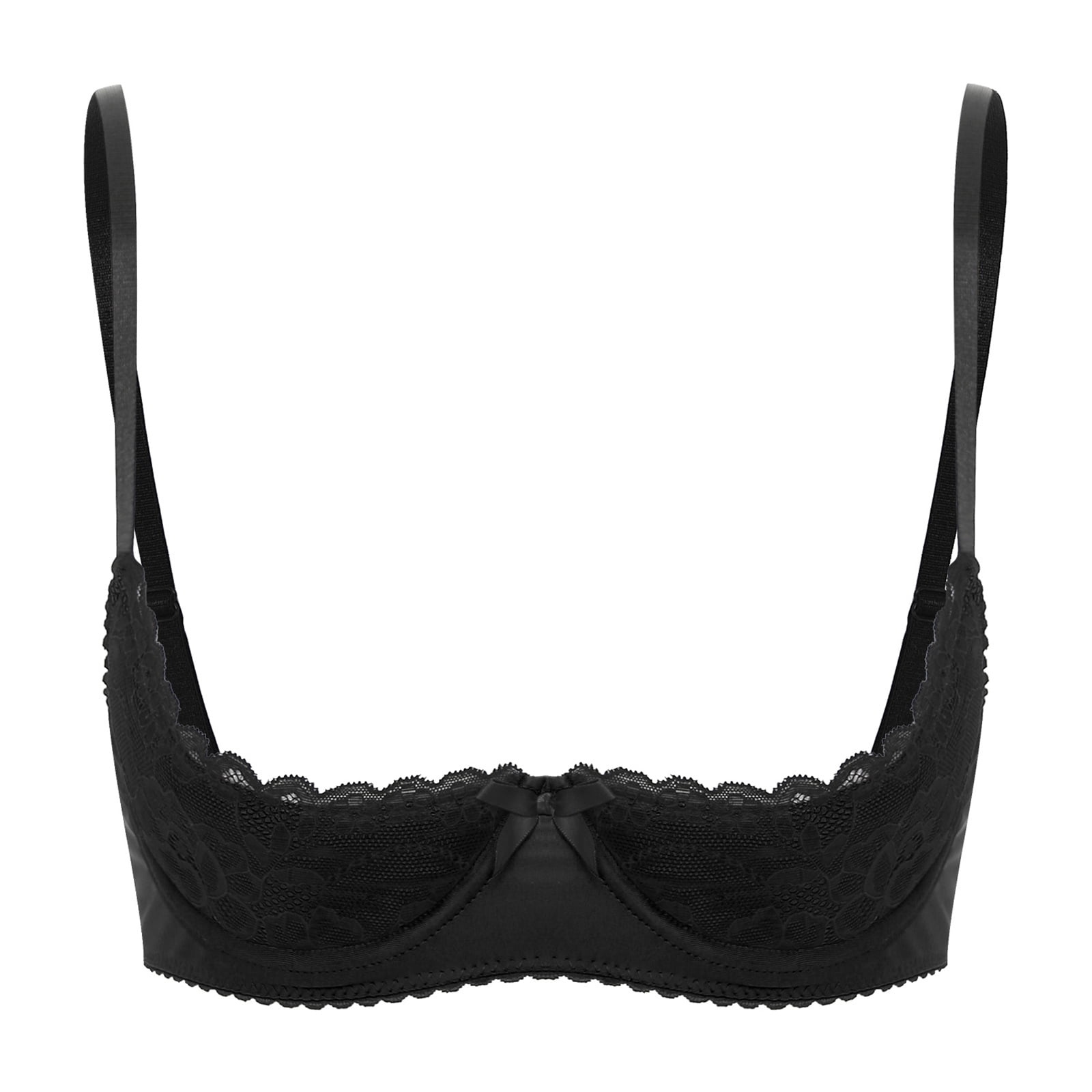 Haitryli Women's 1/4 Cup Lace Shelf Bra Brassiere Tops Underwire Push ...