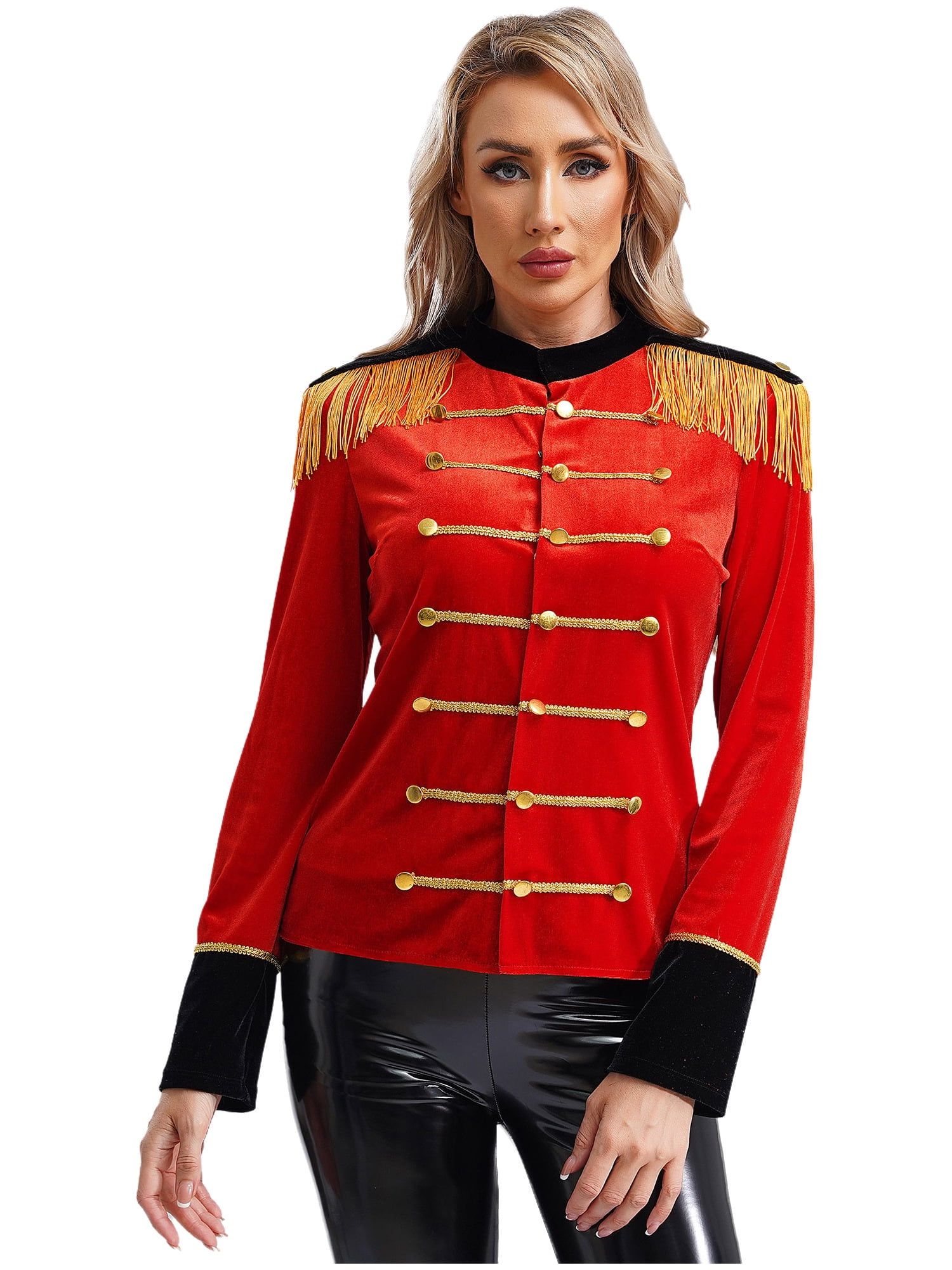 Haitryli Women's Circus Ringmaster Costume Stand Collar Tassel Jacket ...