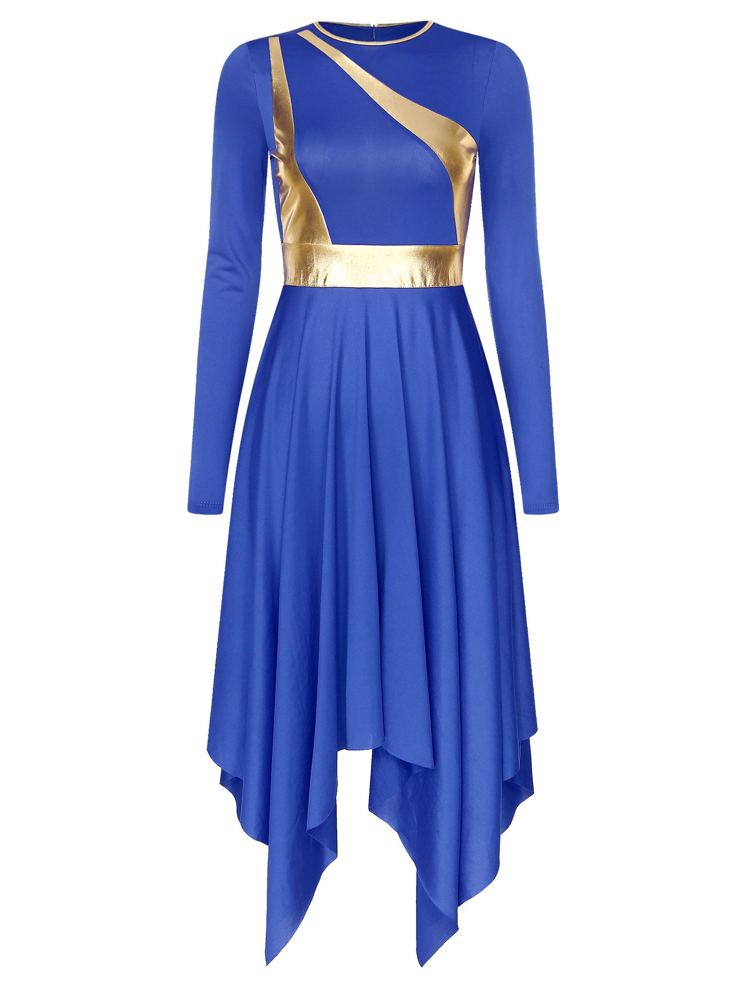 Haitryli Women's Lyrical Praise Dance Dress Long Sleeve Irregular Hem ...