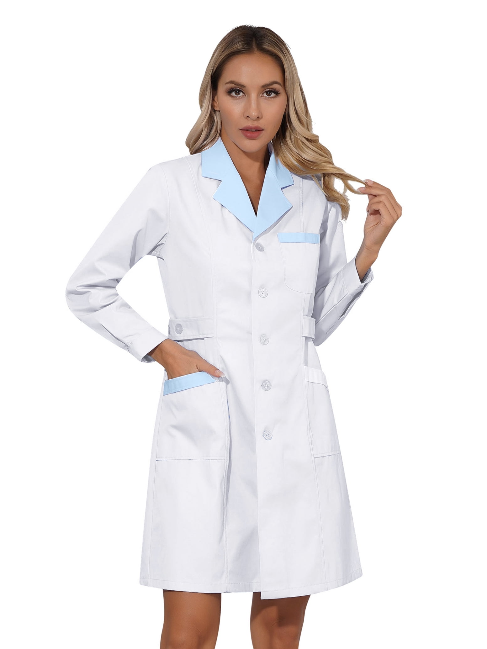 Haitryli Women's Nurse Doctor Medical Hospital Uniform Lapel Collar ...