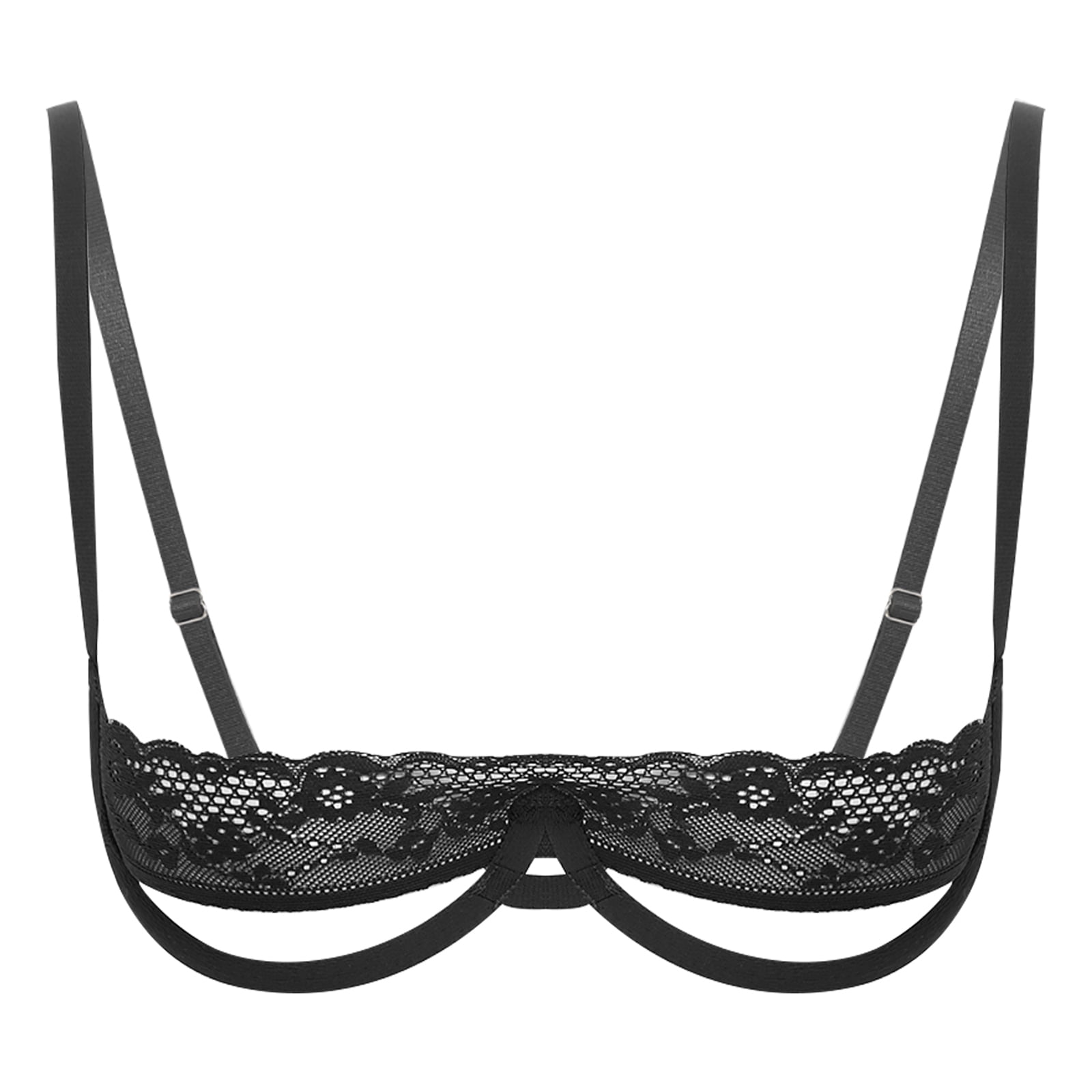 Haitryli Women's Shelf Bra 1/4 Cup Floral Lace Sheer Underwire Push Up Bras Lingerie Non-padded ...