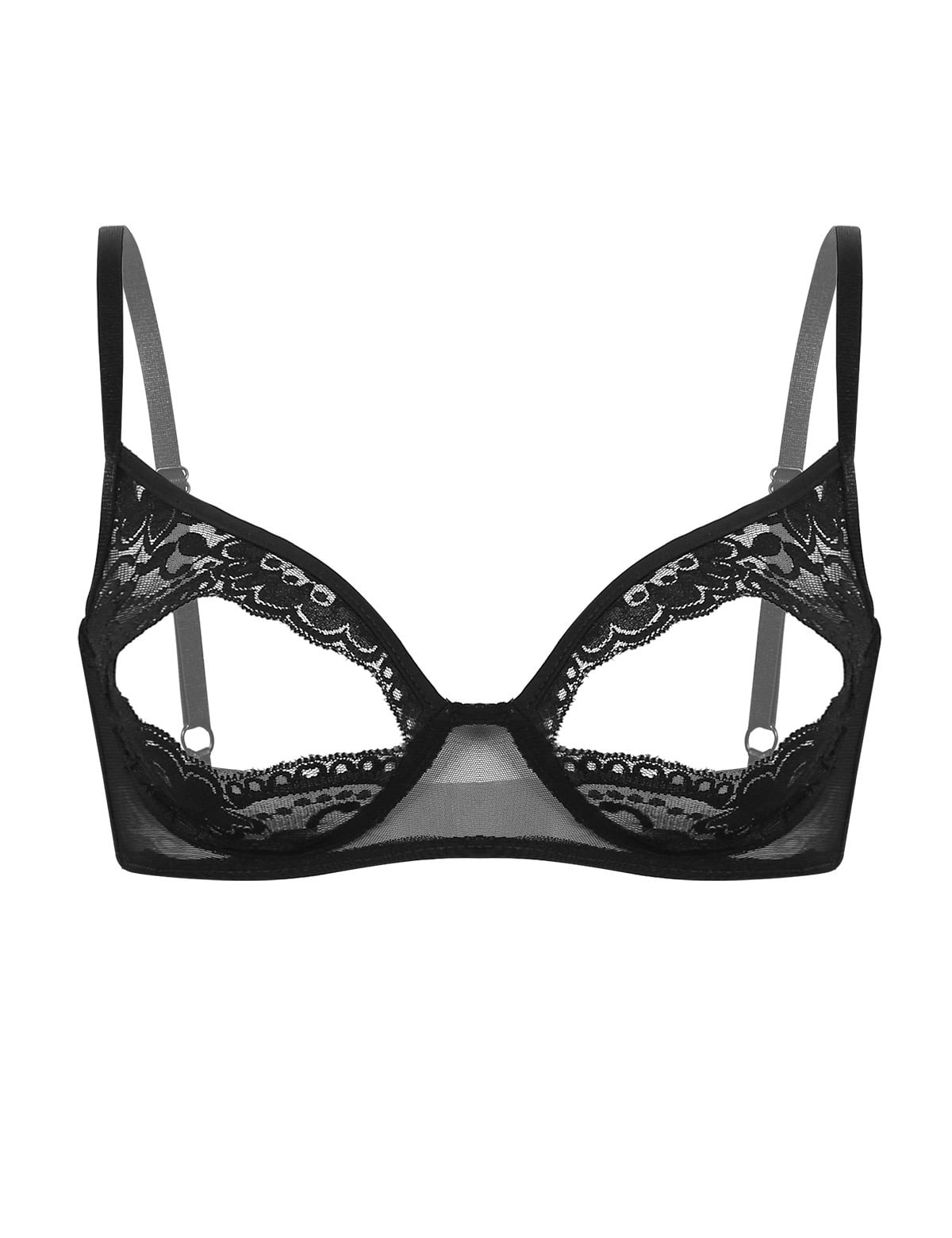 Haitryli Womens Floral Lace Sheer See Through Bras Unlined Non Padded Ultra Thin Bralette