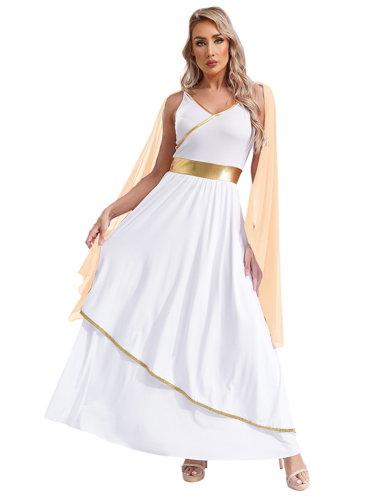 Haitryli Womens Greek Toga Costume Sleeveless Praise Dance Dress ...