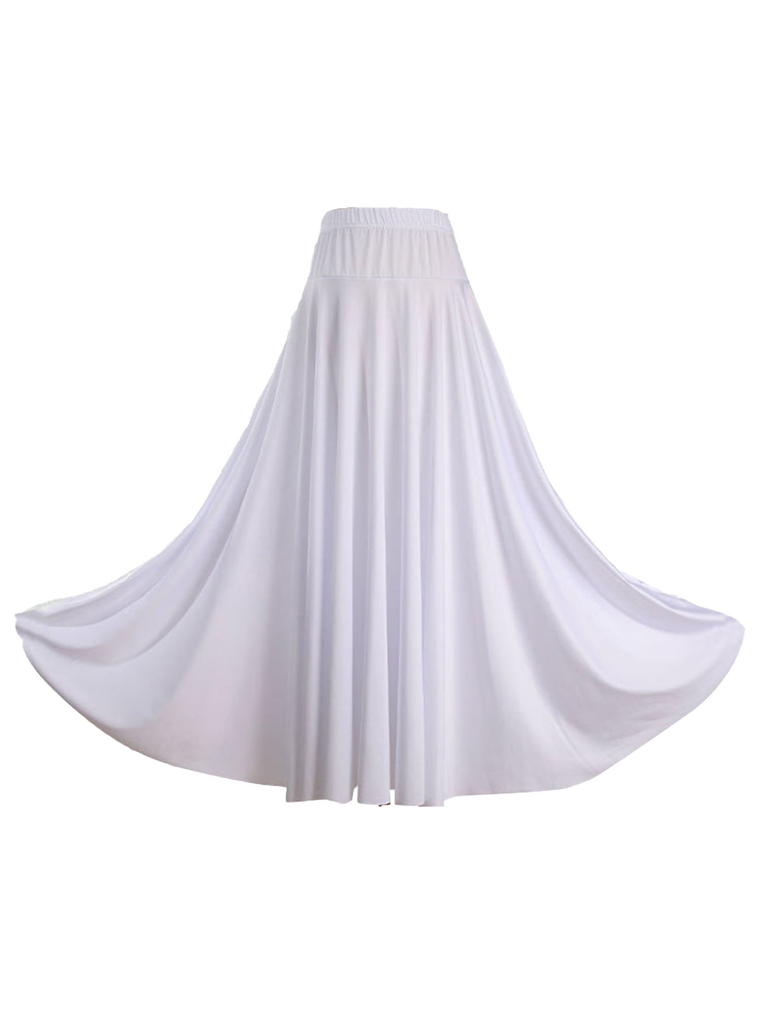 Haitryli Womens Long Full Circle Ballroom Dance Skirt Ruffle Dancewear ...
