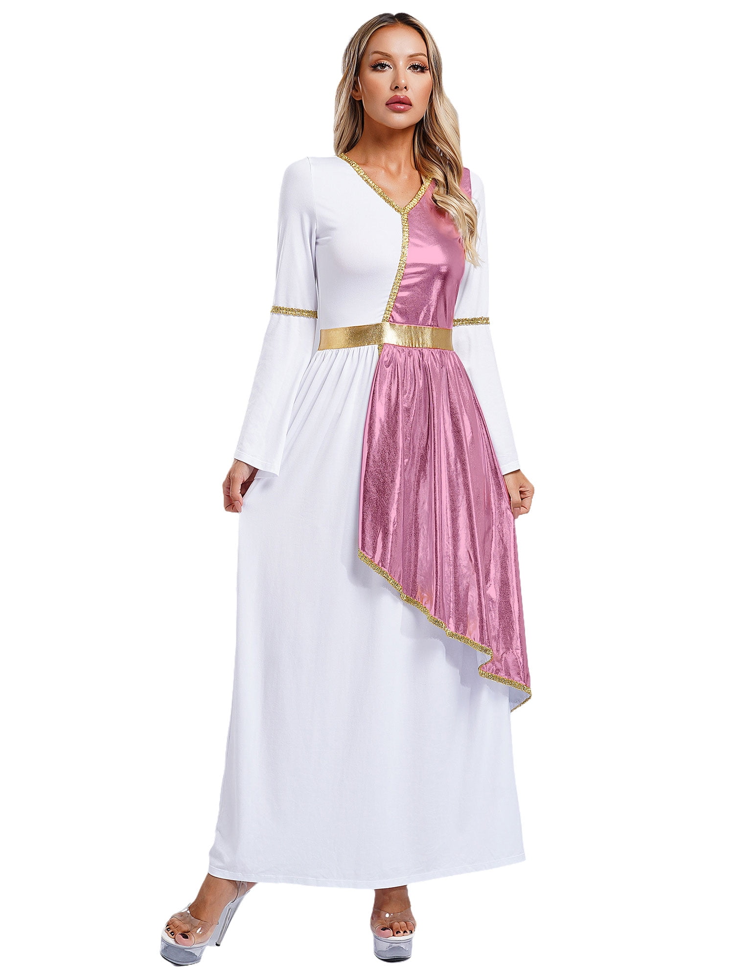 Haitryli Womens Metallic Greek Costume Ancient Toga Dress Overlay ...