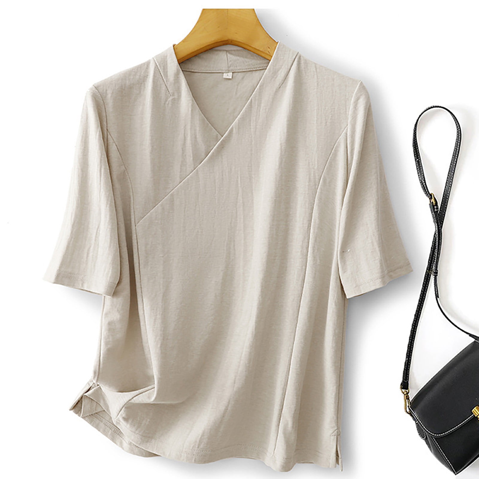 Haivin Womens Loose Blouse, Short Sleeve V-Neck Design, Fashionable and ...