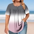 Haivin Womens Plus Size T-Shirt, Gradient Color Round Neck with Button ...