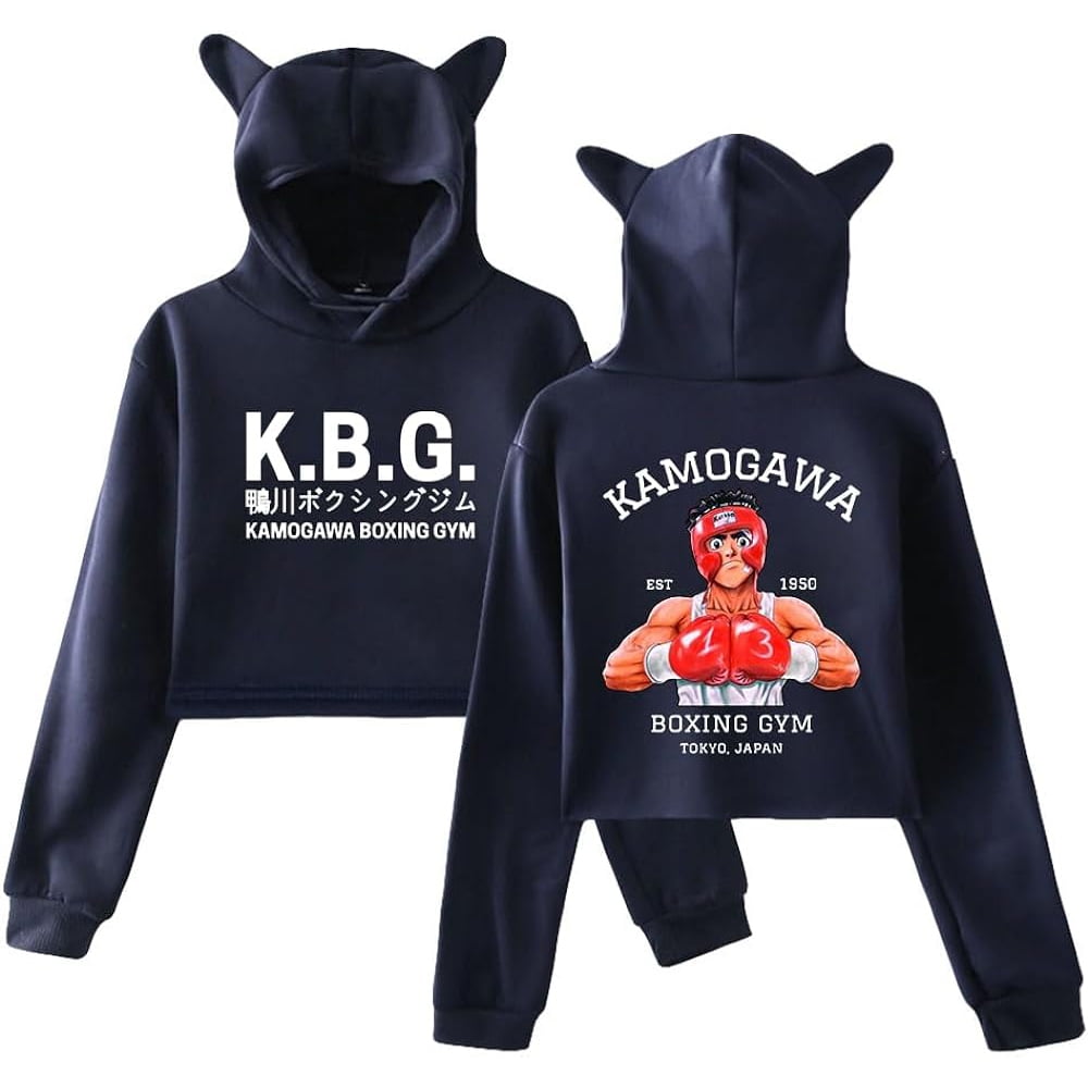 Hajime No Ippo Anime Kamogawa Boxing Gym Cat Ear Hoodie Women Long ...