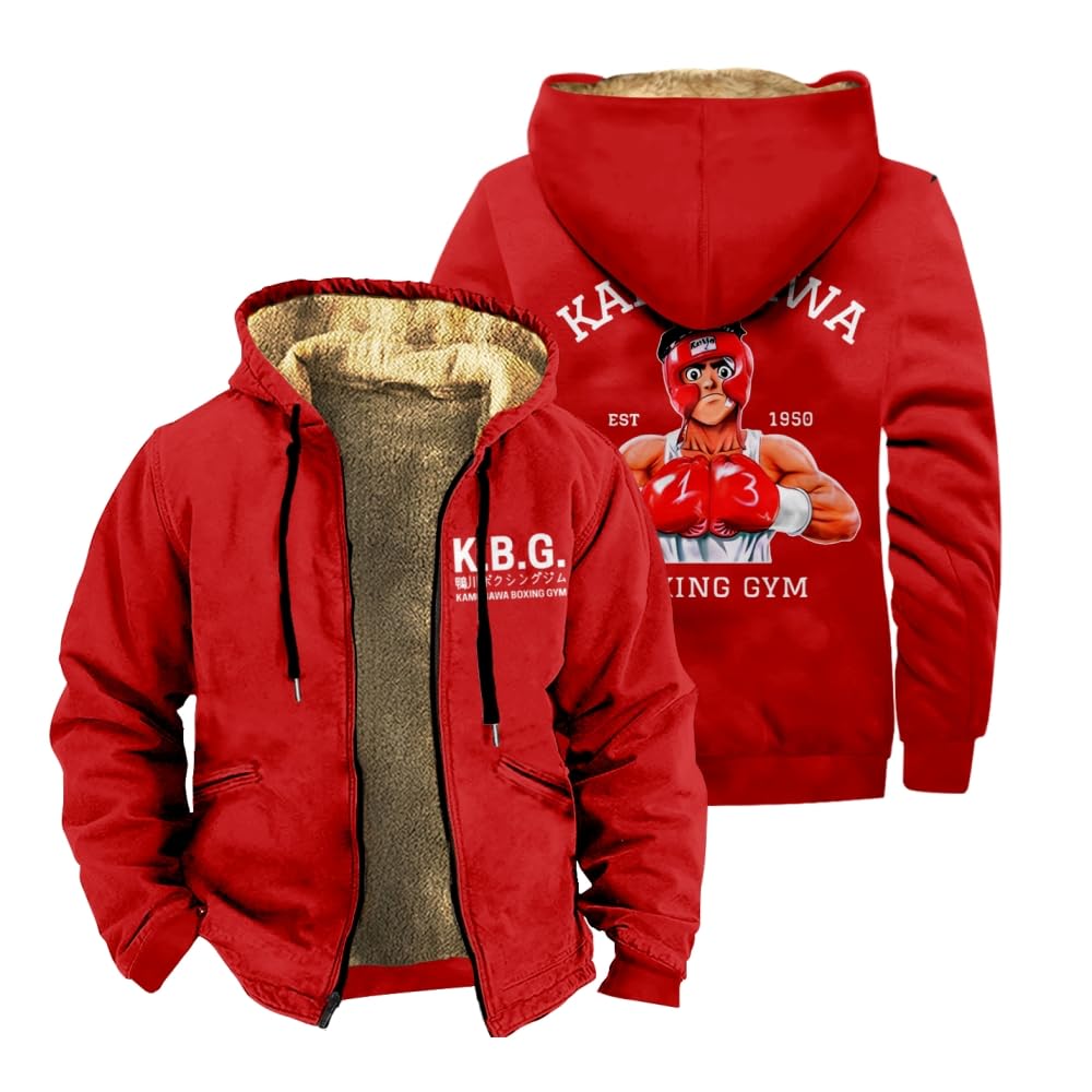 Hajime No Ippo Kamogawa Boxing Gym Zipper Thick Hoodies Anime 3D Zip up ...
