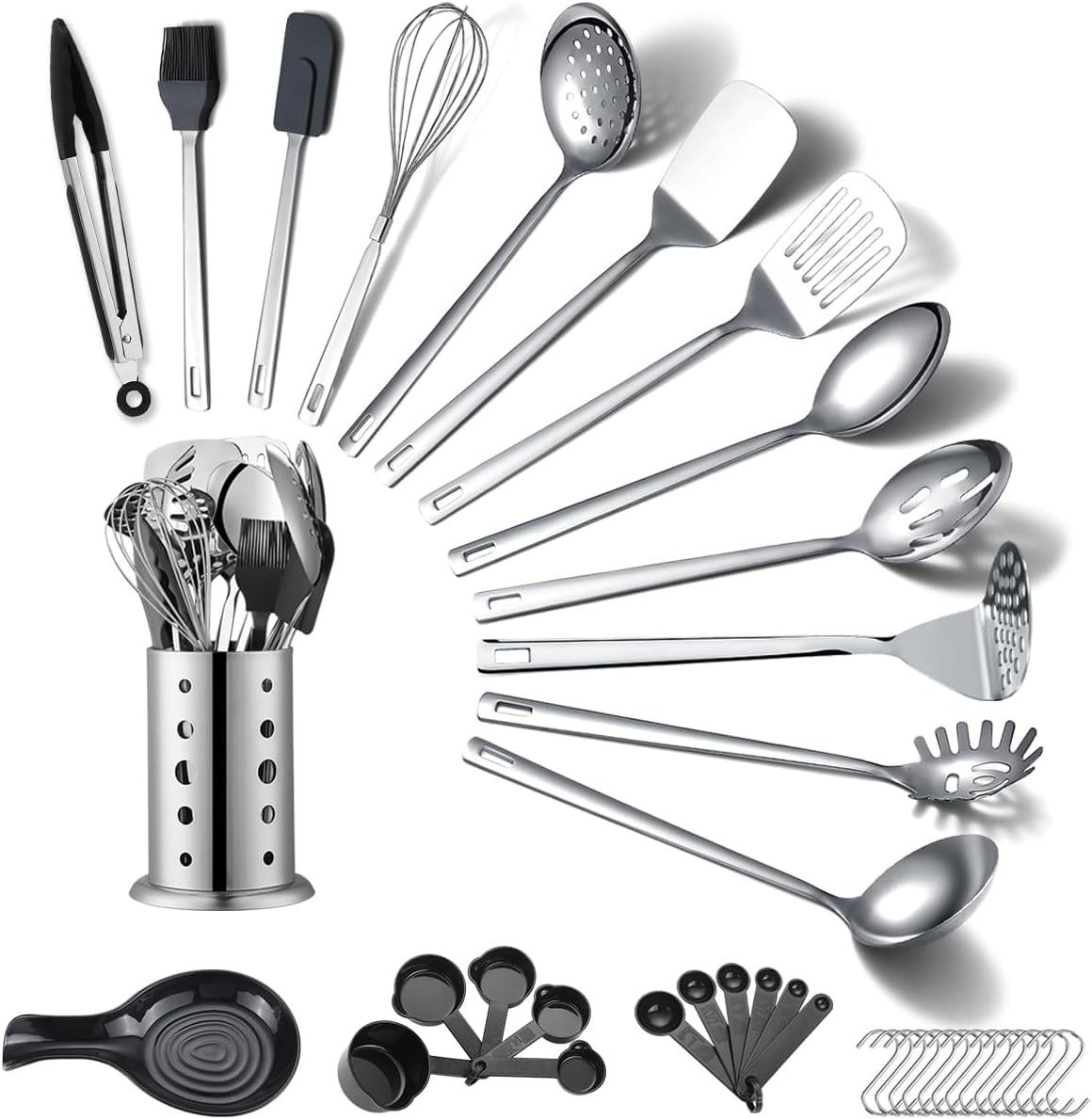 Hajimi Stainless Steel Kitchen Utensils Set 40 Pieces, Cooking Utensil ...
