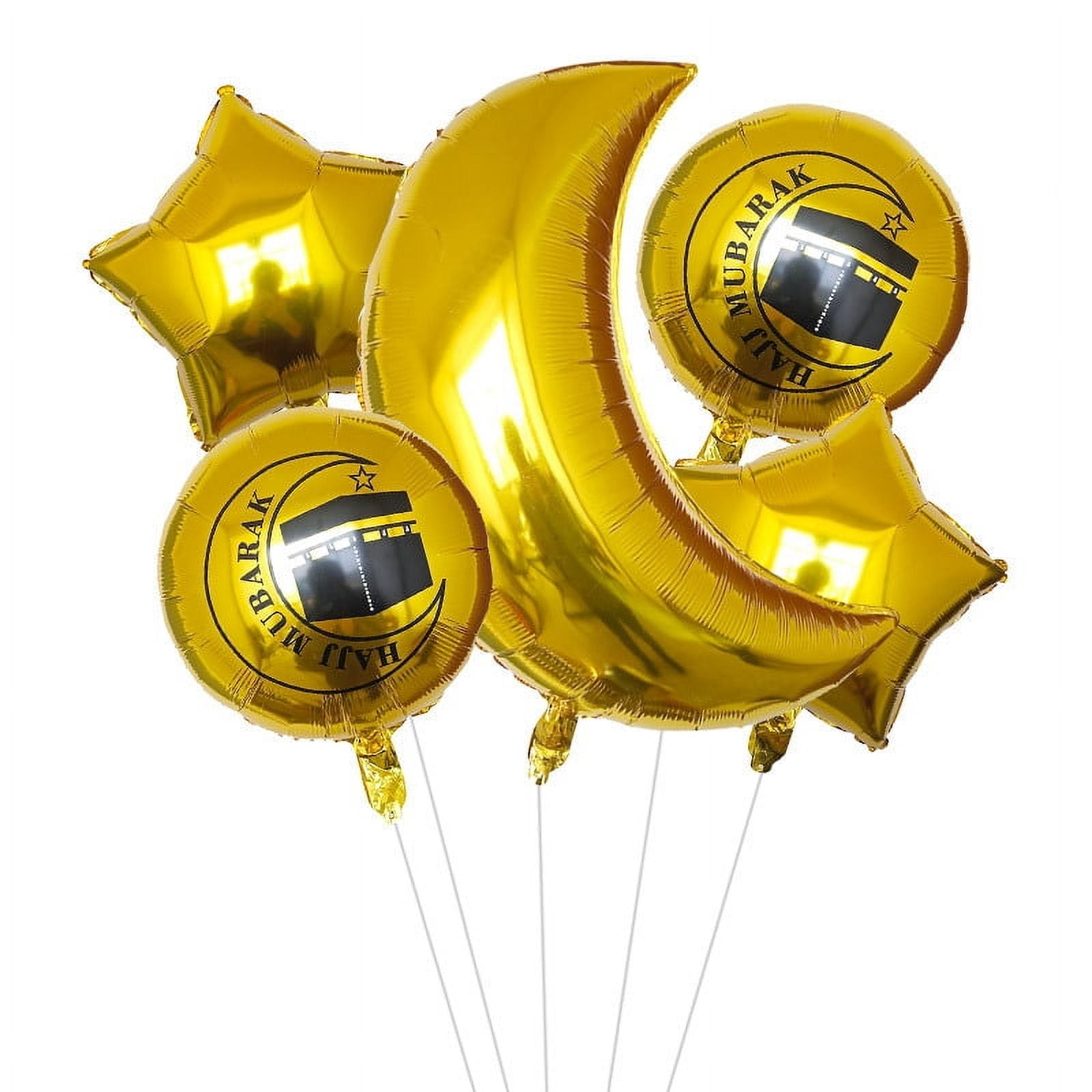 Hajj Mubarak Gold Foil Balloon Set Crescent Star Party Decor Balloons ...