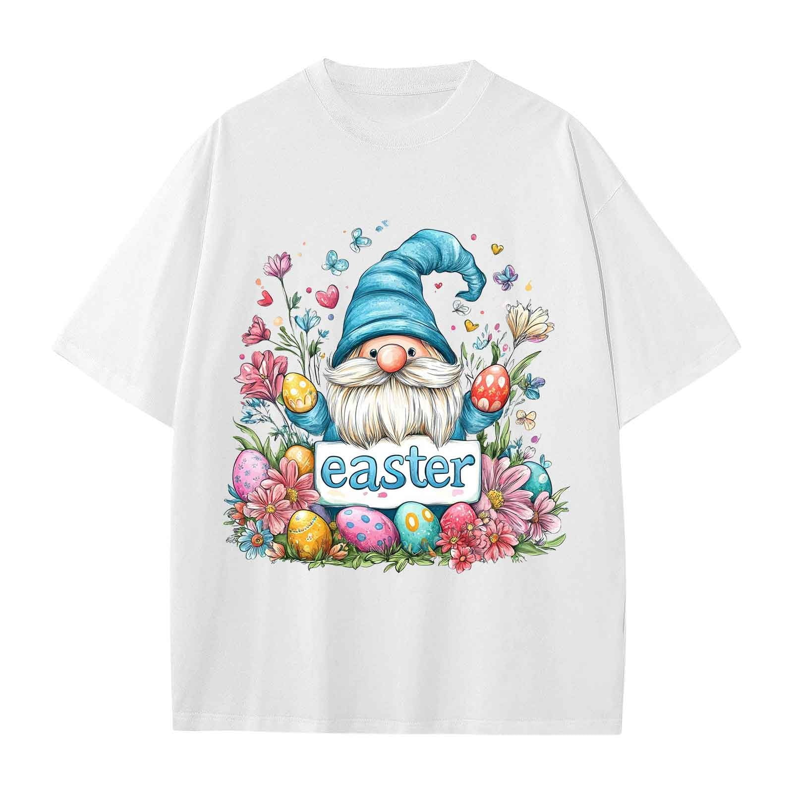 Hajmiiikey Boys And Girls Casual Loose Easter Print T-Shirt Round Neck ...