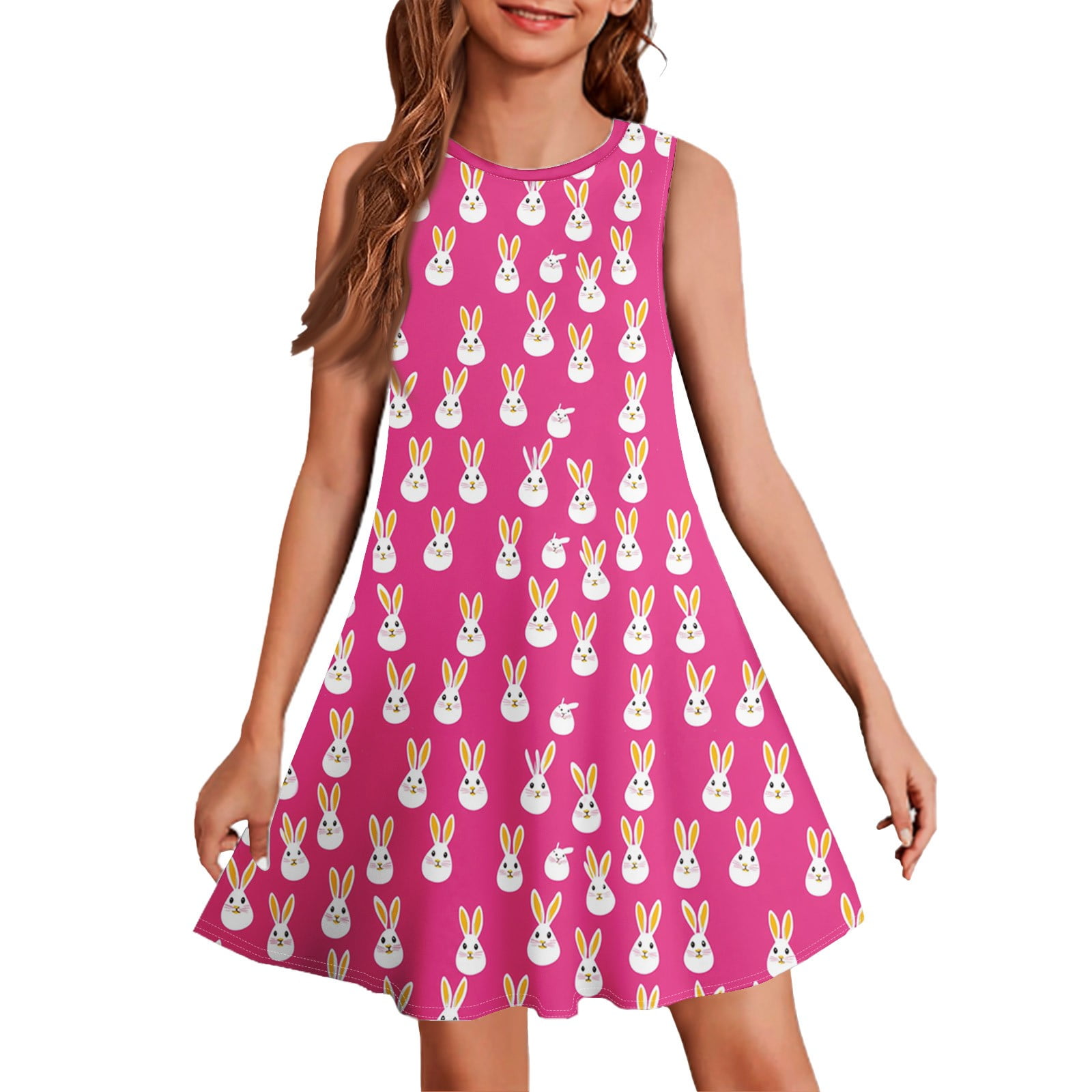 Hajmiiikey Girl Summer Dress Sleeveless Printed Color Casual Dress Hot ...