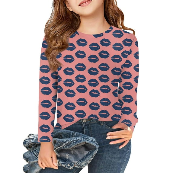 Hajmiiikey Girls Long Sleeve T Shirts Kids Fall Tops Crewneck Pattern ...