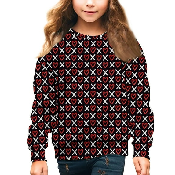 Hajmiiikey Girls Round Neck Pullovers For Kids Valentine's Day Printed ...