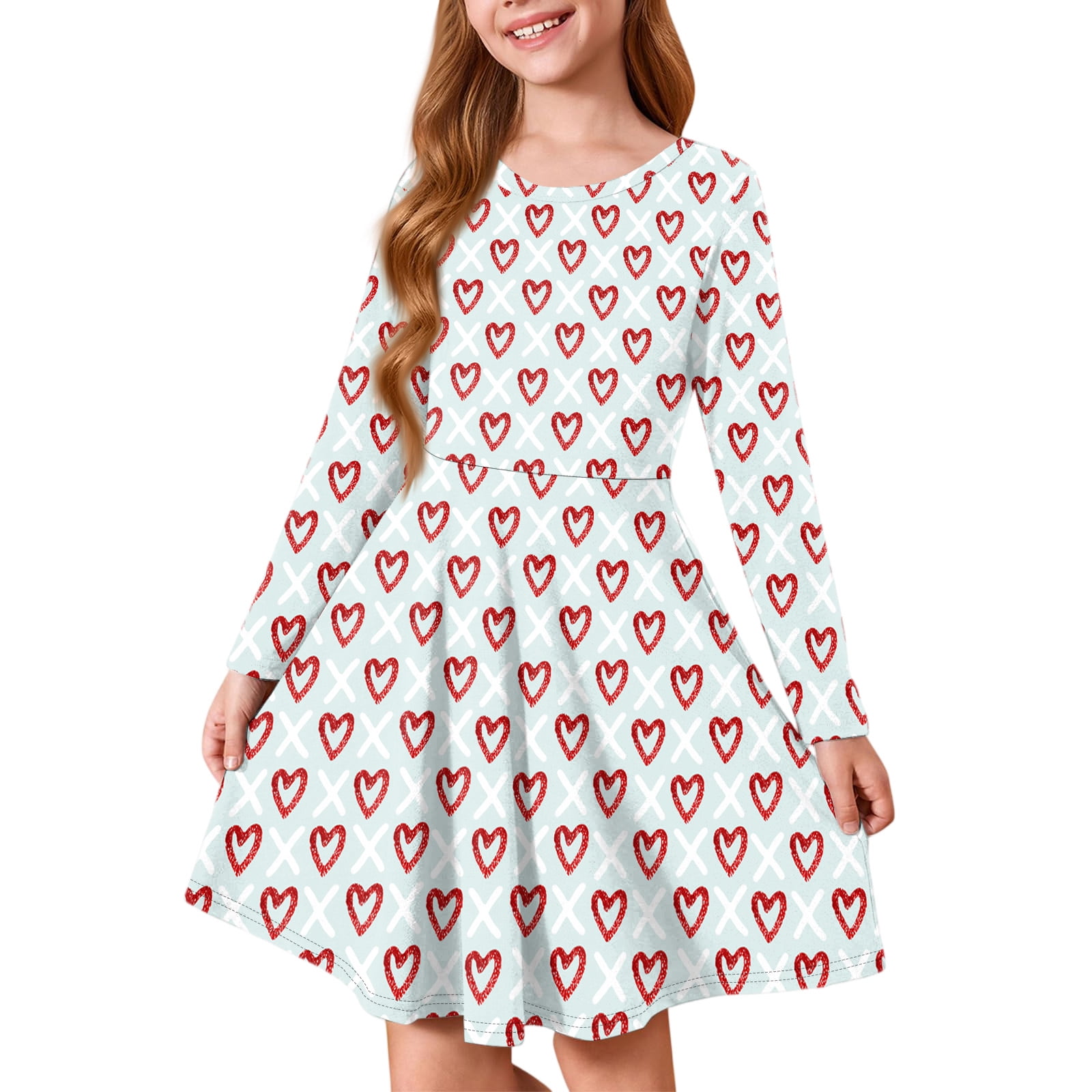 Hajmiiikey Girls' Summer Princess Dress - Long Sleeve A-Line T-Shirt ...