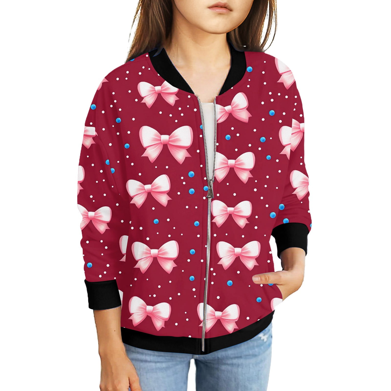 Hajmiiikey Girls Zip Up Jackets Kids Fall Long Sleeve Sweatshirts ...