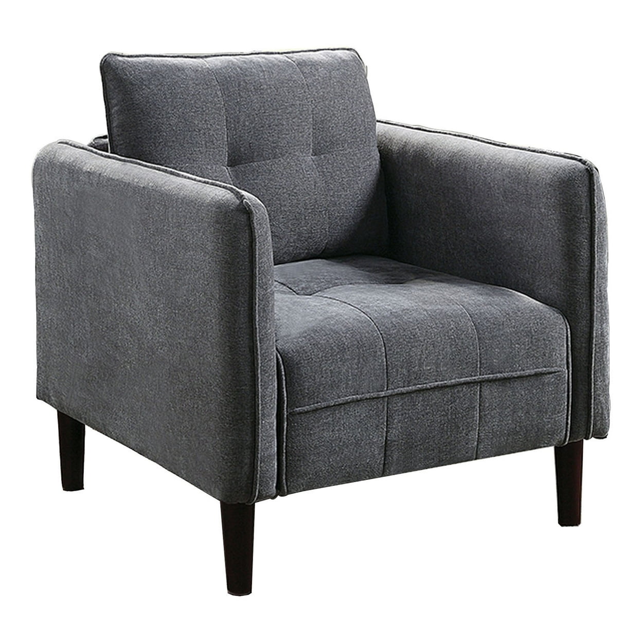 Hak 33 Inch Accent Chair, Rounded Arms, Biscuit Tufting, Wood Legs ...