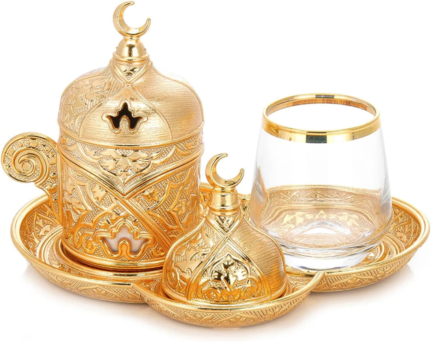 Hakan 2 oz Turkish Coffee Service Set with Glass, Candy Bowl and Tray ...