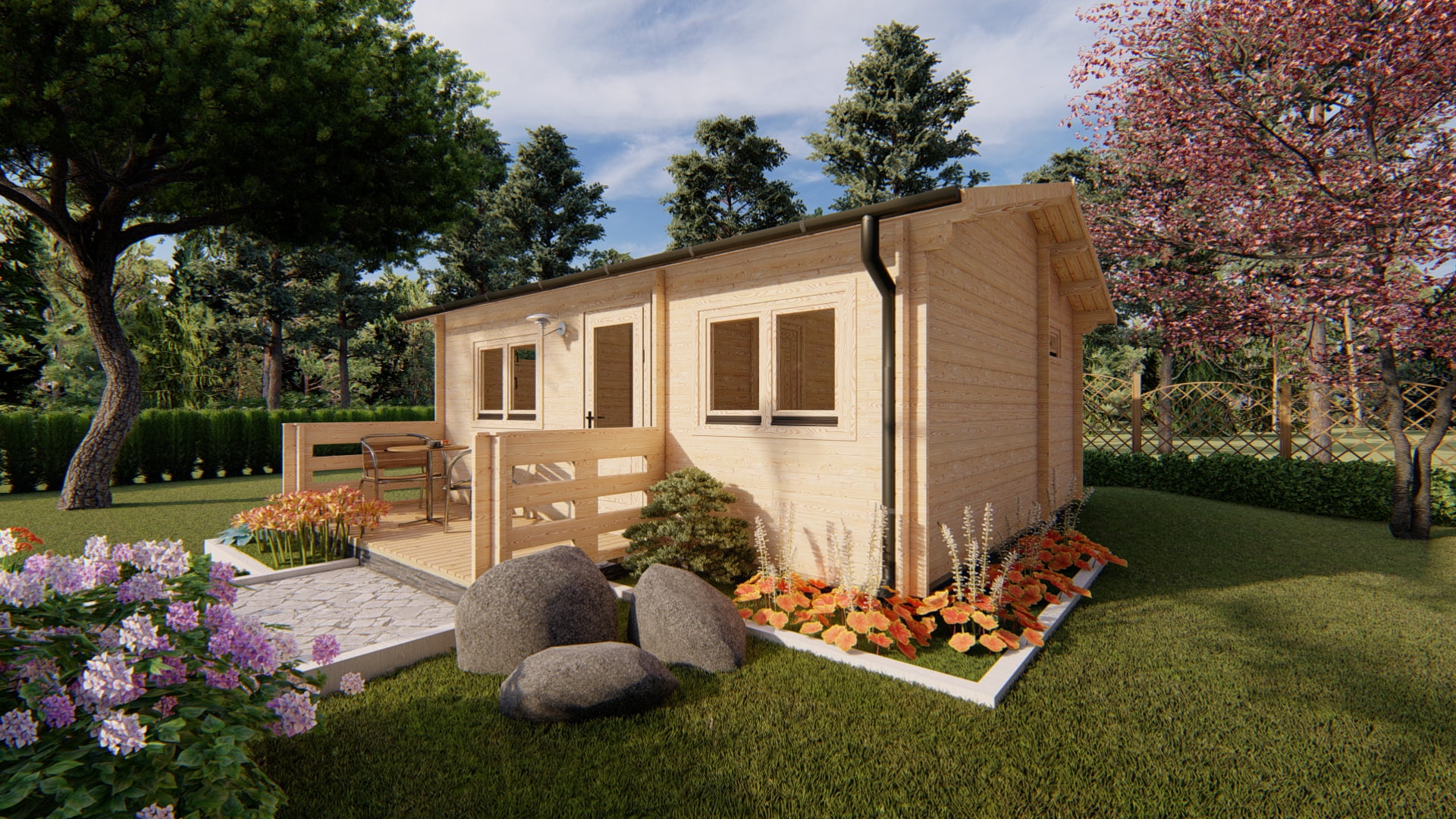 Hakan A 19 ft. x 17 ft. with 12 ft. x 4 ft. porch Log Cabin Building ...