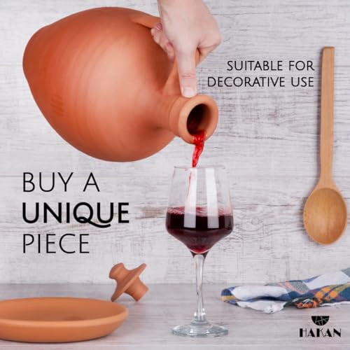Hakan Anadolu 106 oz (3.3 qts) Natural Clay Water Pitcher Set ...