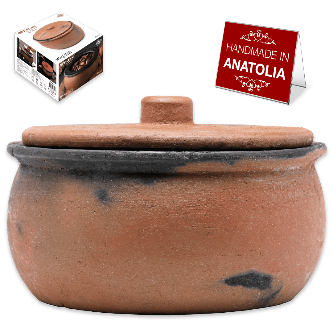 Hakan Efes Clay Pot with Lid, Clay Pot for Cooking, Unglazed Twice ...