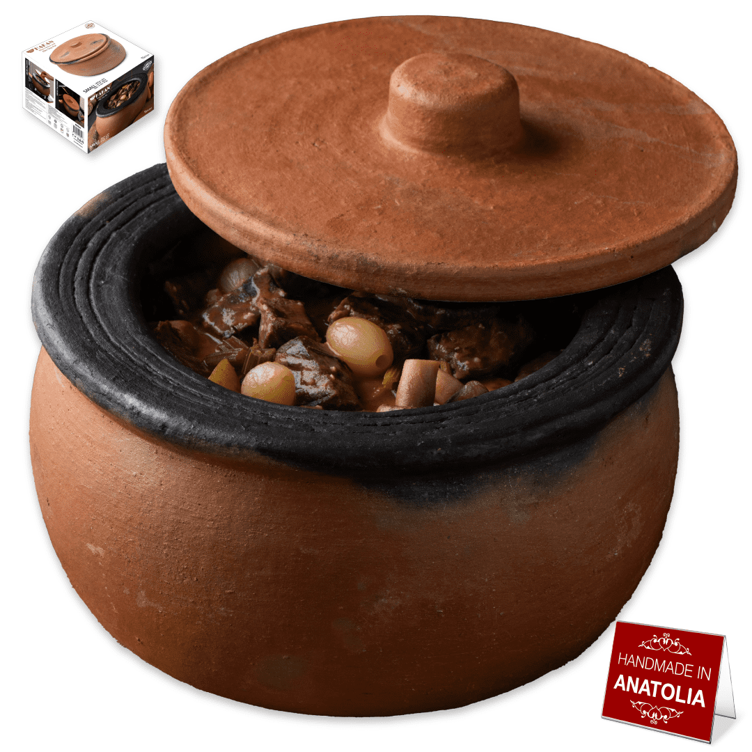 Hakan Efes Clay Pot with Lid, Clay Pot for Cooking, Unglazed Twice ...