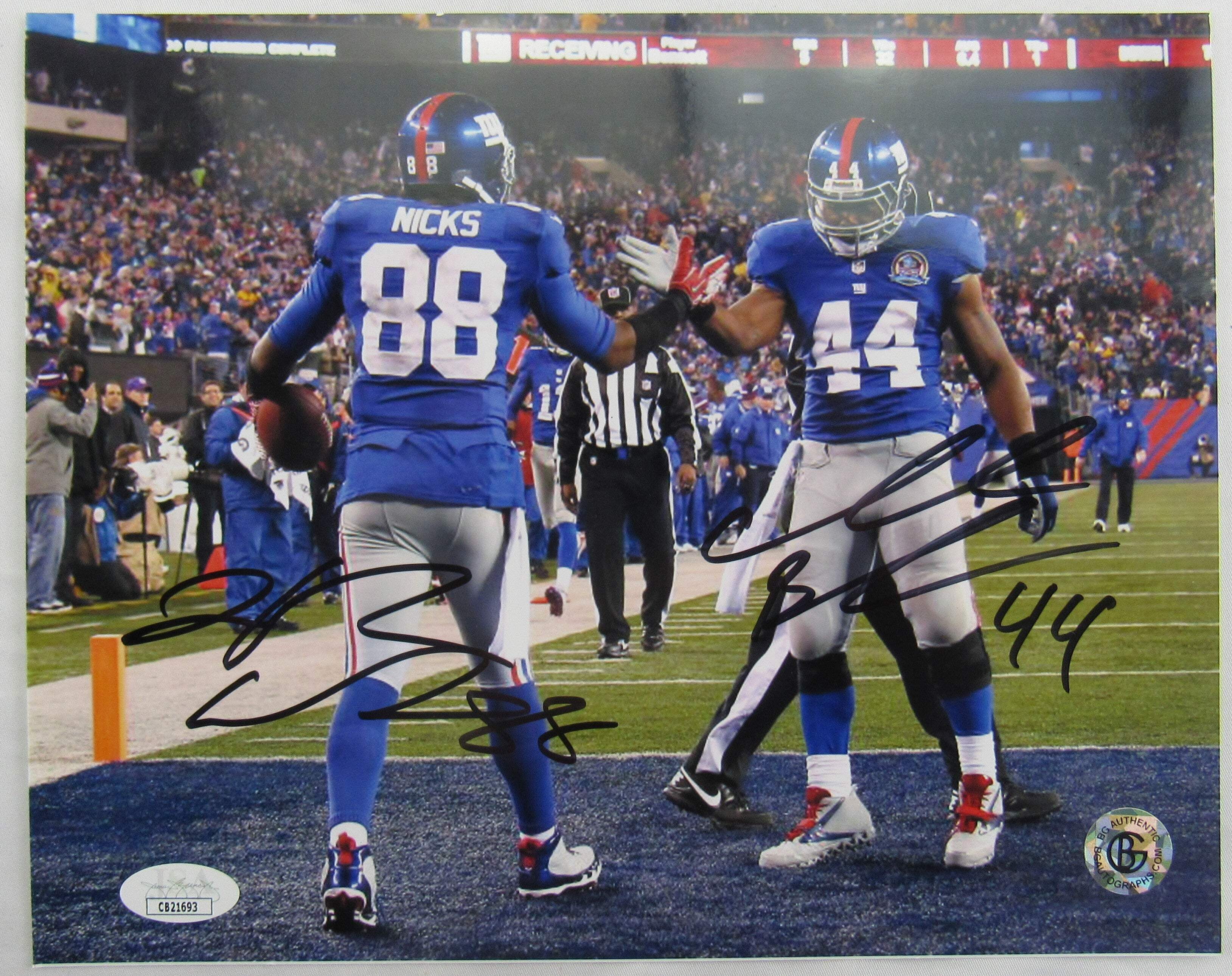 Hakeem Nicks Ahmad Bradshaw Signed Auto Autograph 8x10 Photo JSA ...