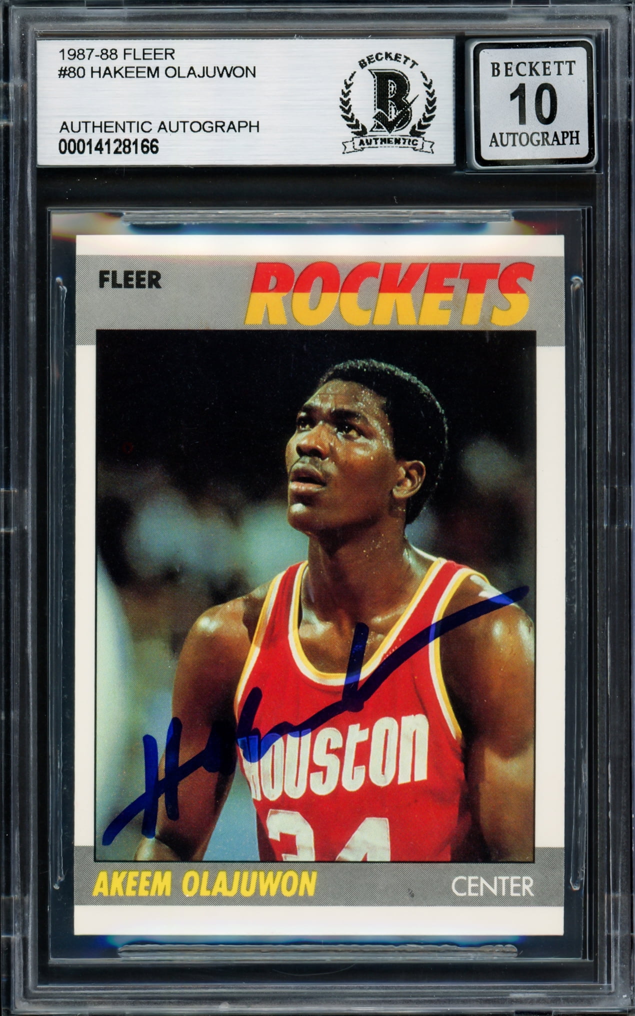 Hakeem Olajuwon Autographed 1987-88 Fleer Card #80 Houston Rockets Auto ...