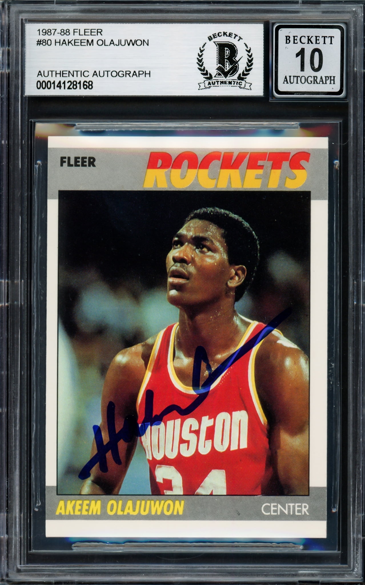 Hakeem Olajuwon Autographed 1987-88 Fleer Card #80 Houston Rockets Auto ...