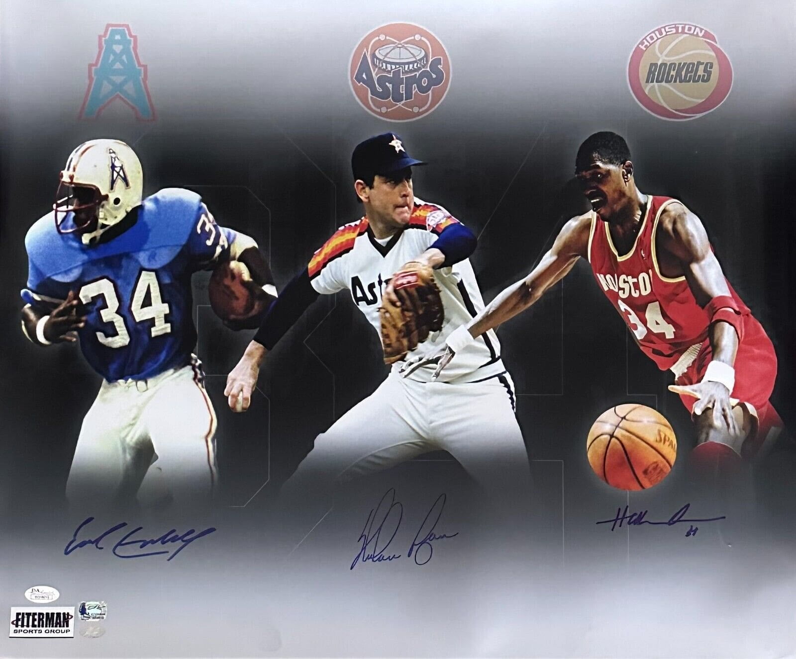 Hakeem Olajuwon Earl Campbell Nolan Ryan Signed 20x24 Photo JSA Authenticated - Walmart.com
