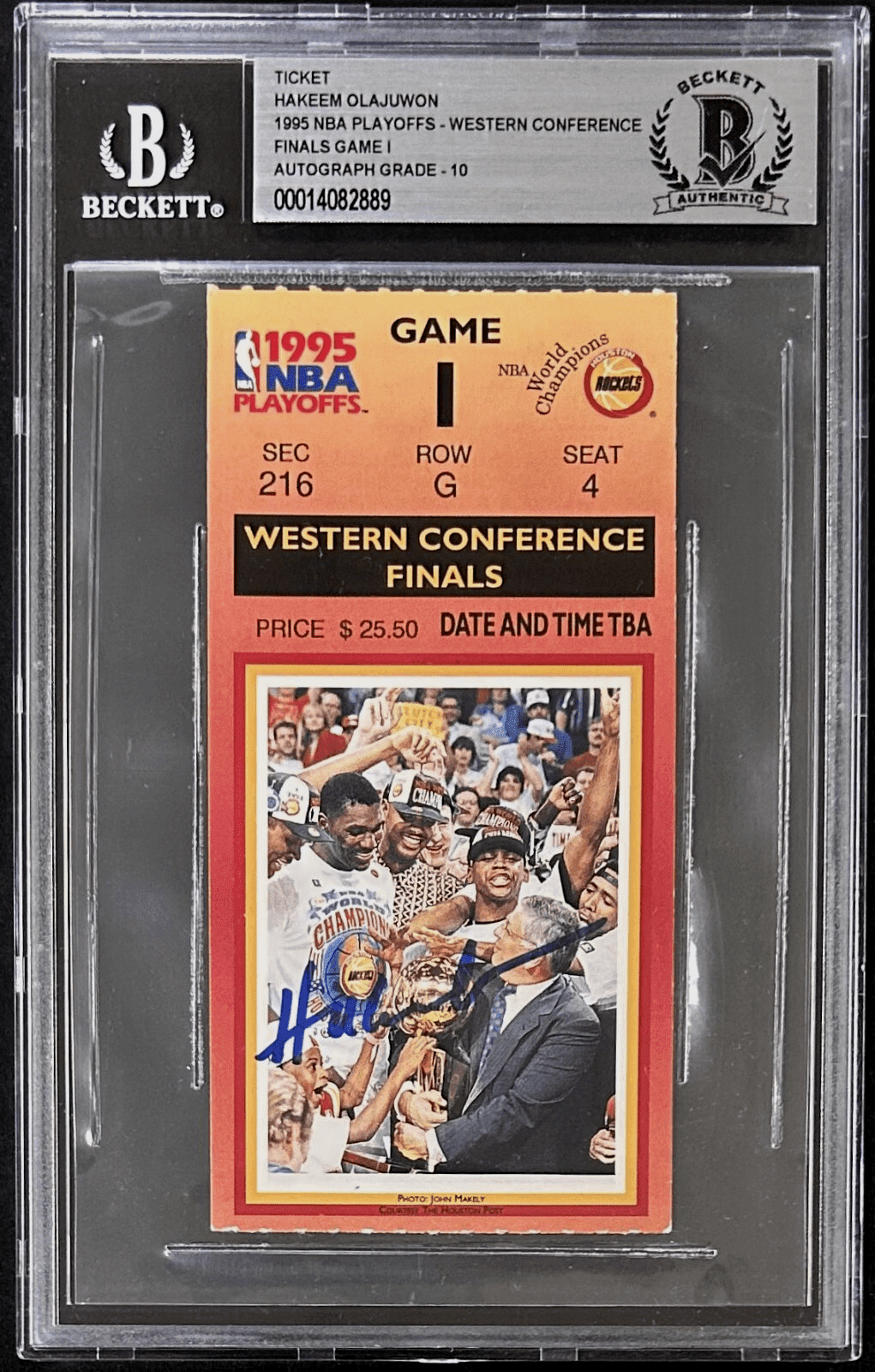 Hakeem Olajuwon Signed 1995 NBA Western Conference Finals Game I Ticket ...