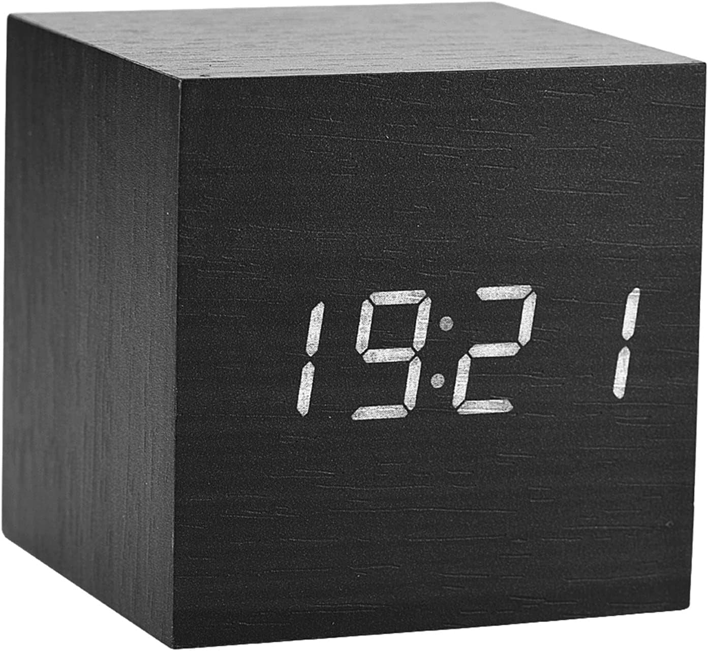 Hakeeta Wooden Cube Alarm Clock with Voice Control Function, Digital ...