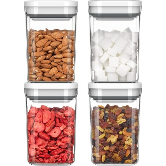 Hakelli 4 Pack Airtight Food Storage Container Set, BPA Free Kitchen ...