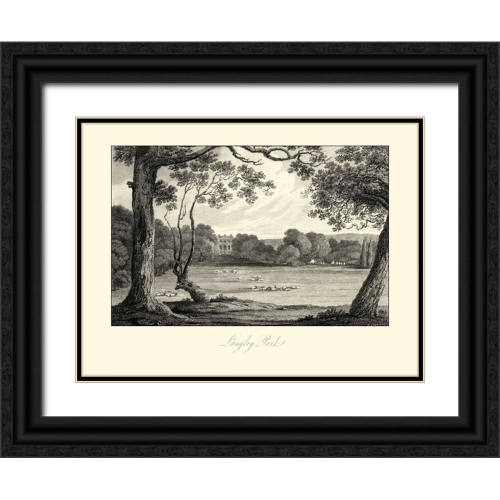 Hakewill, James 32x25 Black Ornate Wood Framed with Double Matting ...